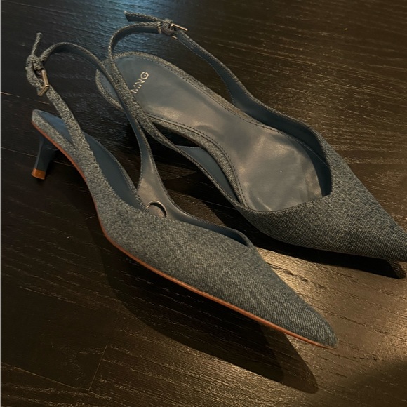 Mango | Shoes | Mango Denim Blue Slingback Heels | Poshmark